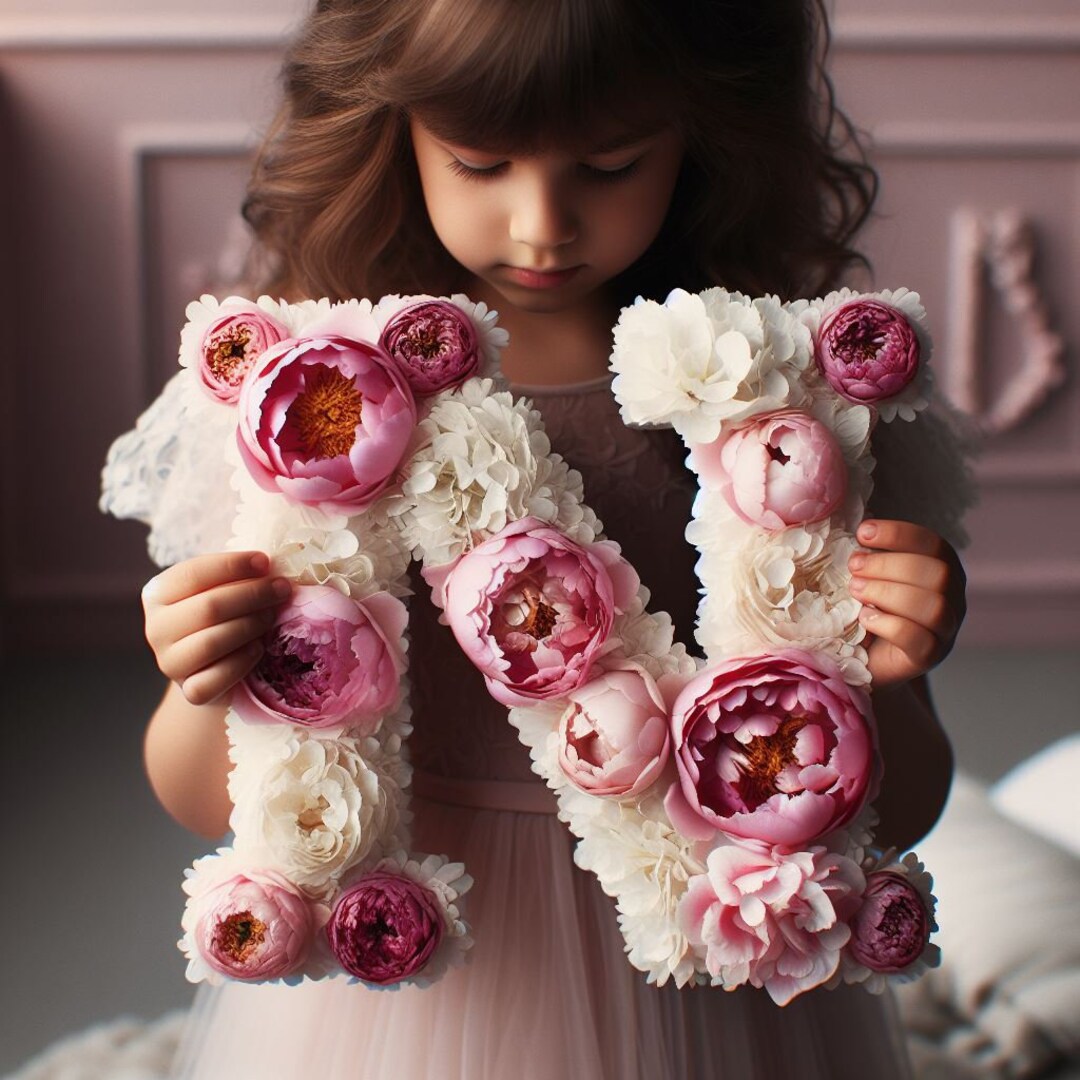 Large Flower Letters Nursery Floral Letters Flower Numbers Wall Decor ...