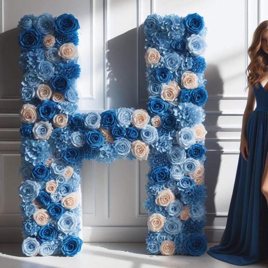 Tall Letters for a Photoshoot Cerulean Blue White Wedding 5 Foot Lawn ...
