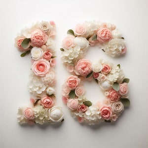 Sweet 16 Flower Number Floral Birthday Girl 16 Photo Props Freestanding ...