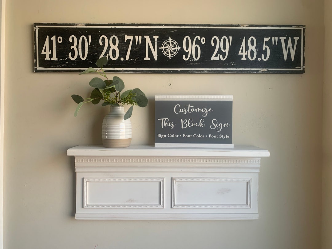 LATITUDE LONGITUDE Sign, Coordinates Sign, Custom Longitude Latitude ...