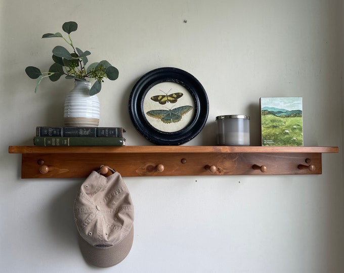 RARE! Beautiful Antique Edwardian Cherry Hanging Shelf Wall Shelf Wall ...
