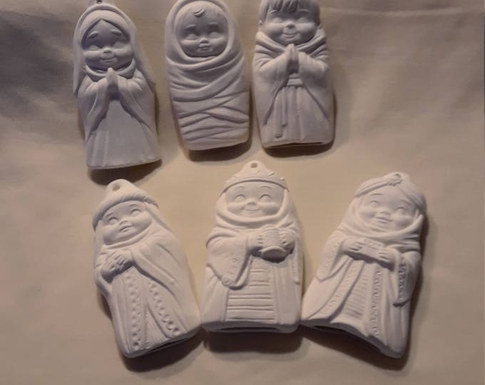 Holy Family & Wisemen Ornaments,ceramic Bisque Ready to Paint Set # 7 ...