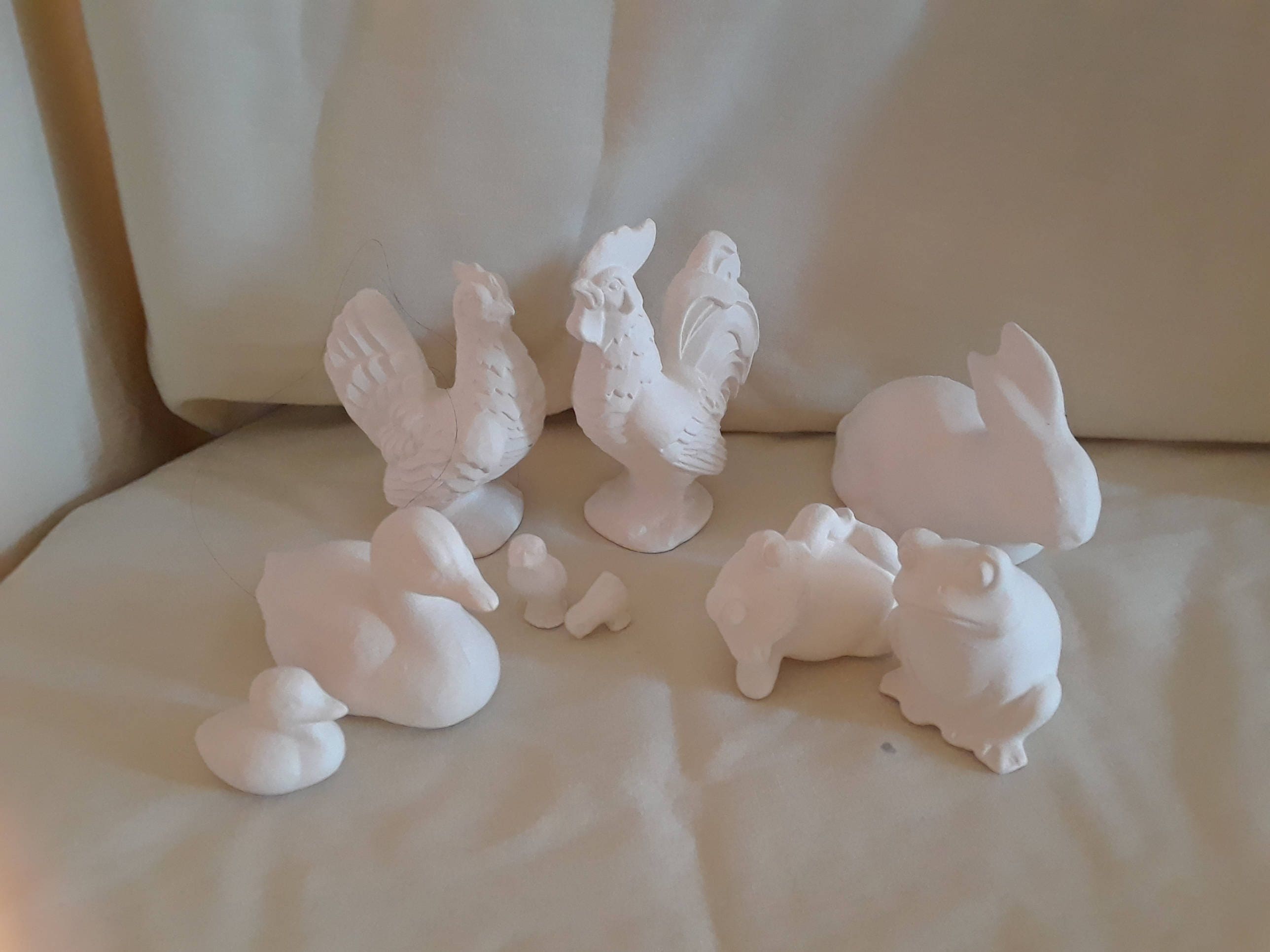 Set of Small Farm Animals 1/2" to 3" High Ceramic Bisque Ready to Paint ...