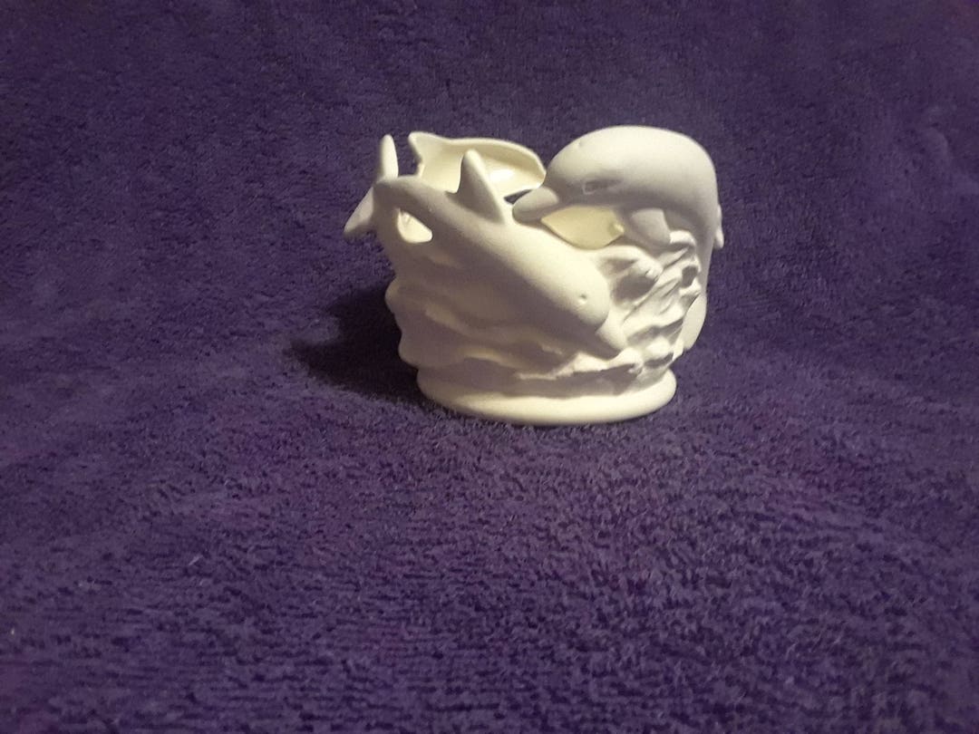 Dolphin Dish 4 3/4" T 6" Wide Ready to Paint Ceramic Bisque - Etsy