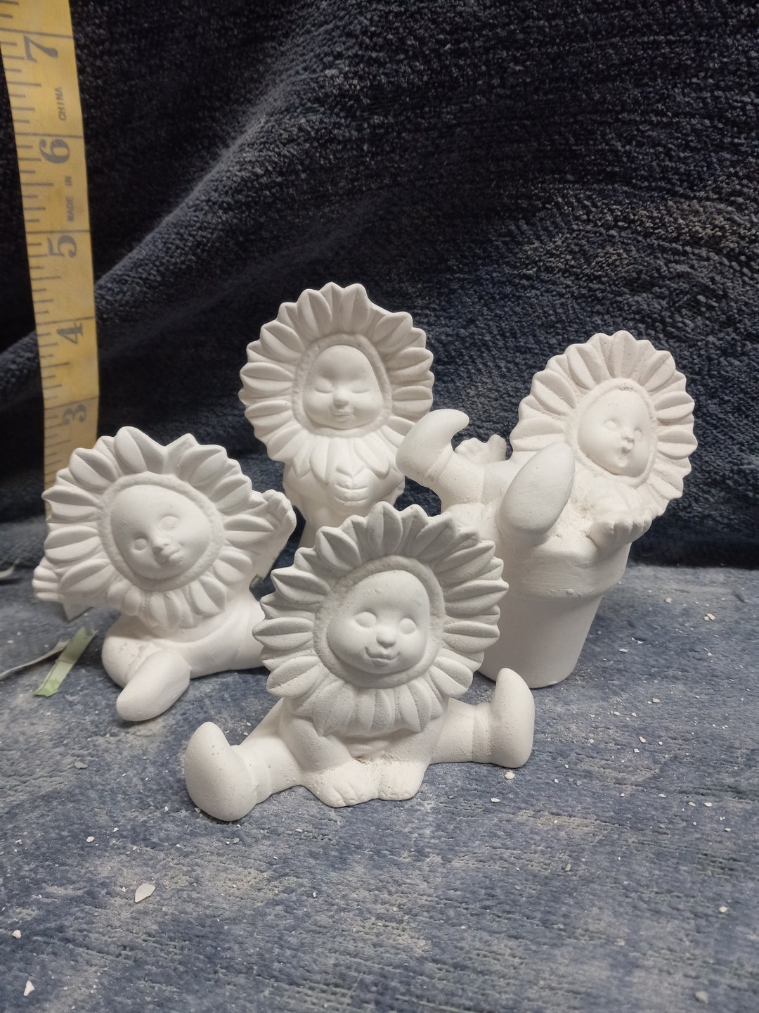 Set of 4 Sunflower Tots Ready to Paint Ceramic Bisque - Etsy