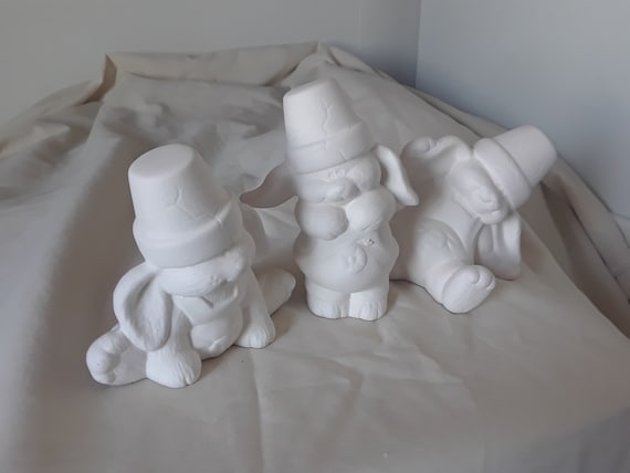 4 Tall Cracked Pot Boy Bunnies Ready to Paint Ceramic | Etsy
