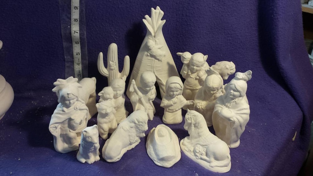 Native American Nativity Set 3" to 7" Tall Ready to Paint Ceramic ...