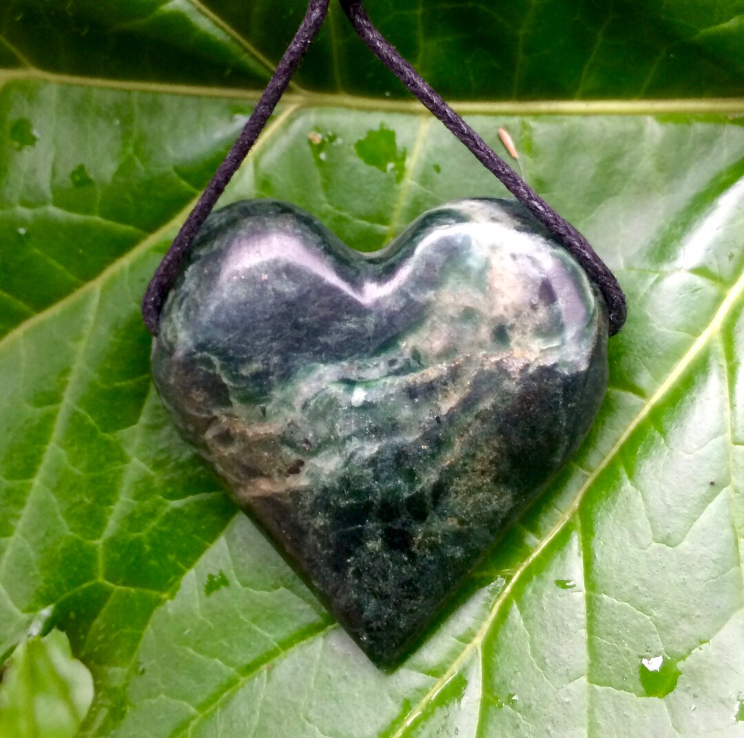 Large Natural Mexican Jade Hand Carved Heart Pendant / - Etsy