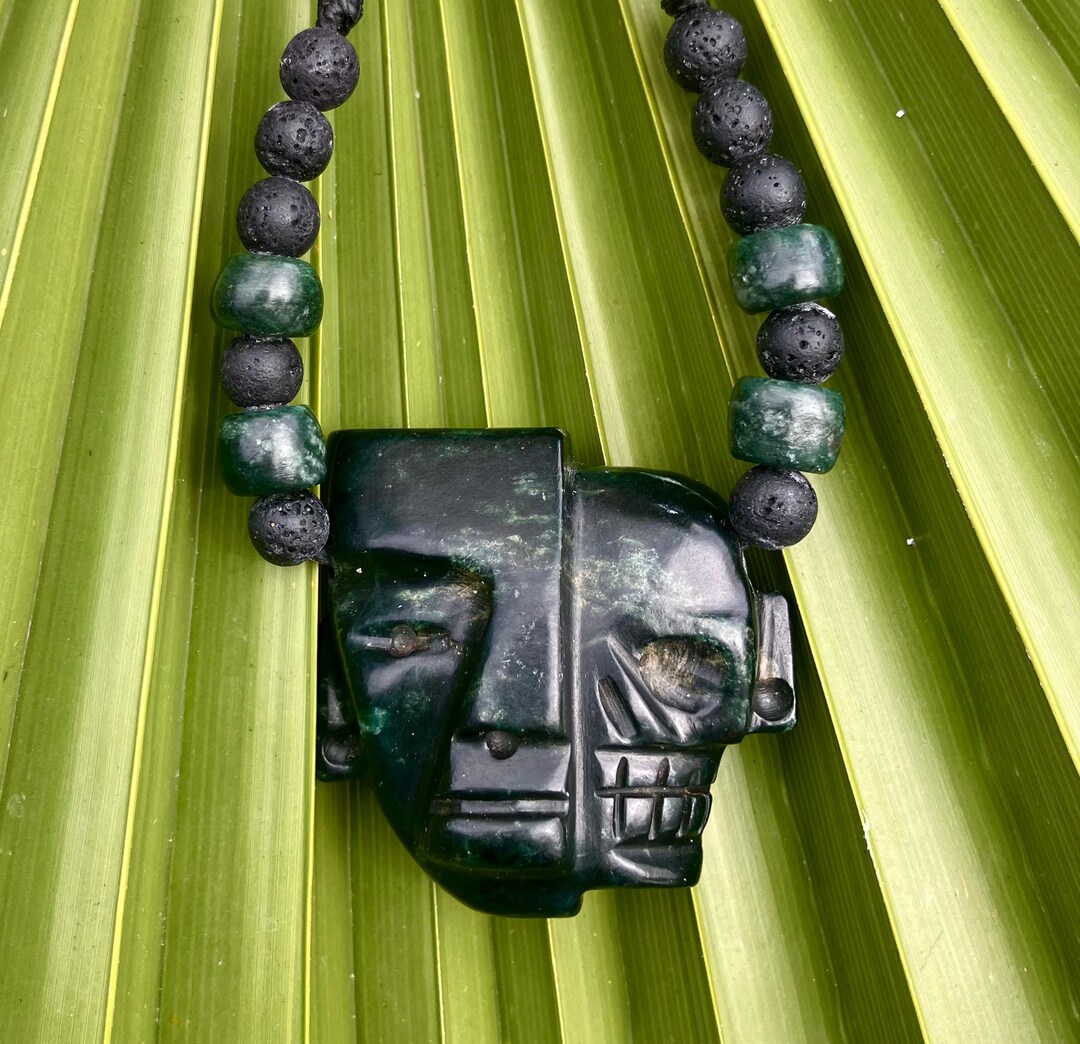 Stunning LARGE Natural Guatemalan Jade , Mexican Design, Aztec Style ...
