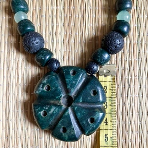 LARGE Natural Mexican JADE PEYOTE Cacti / Cactus Hand Carved Necklace ...