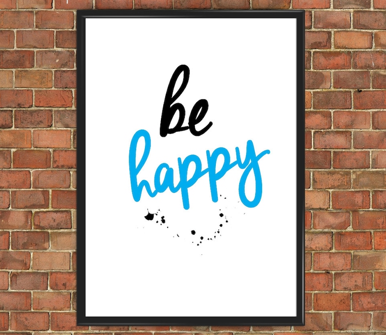 Be Happy Quote Poster Art Print Wall Decor Home Gift Home Decor ...