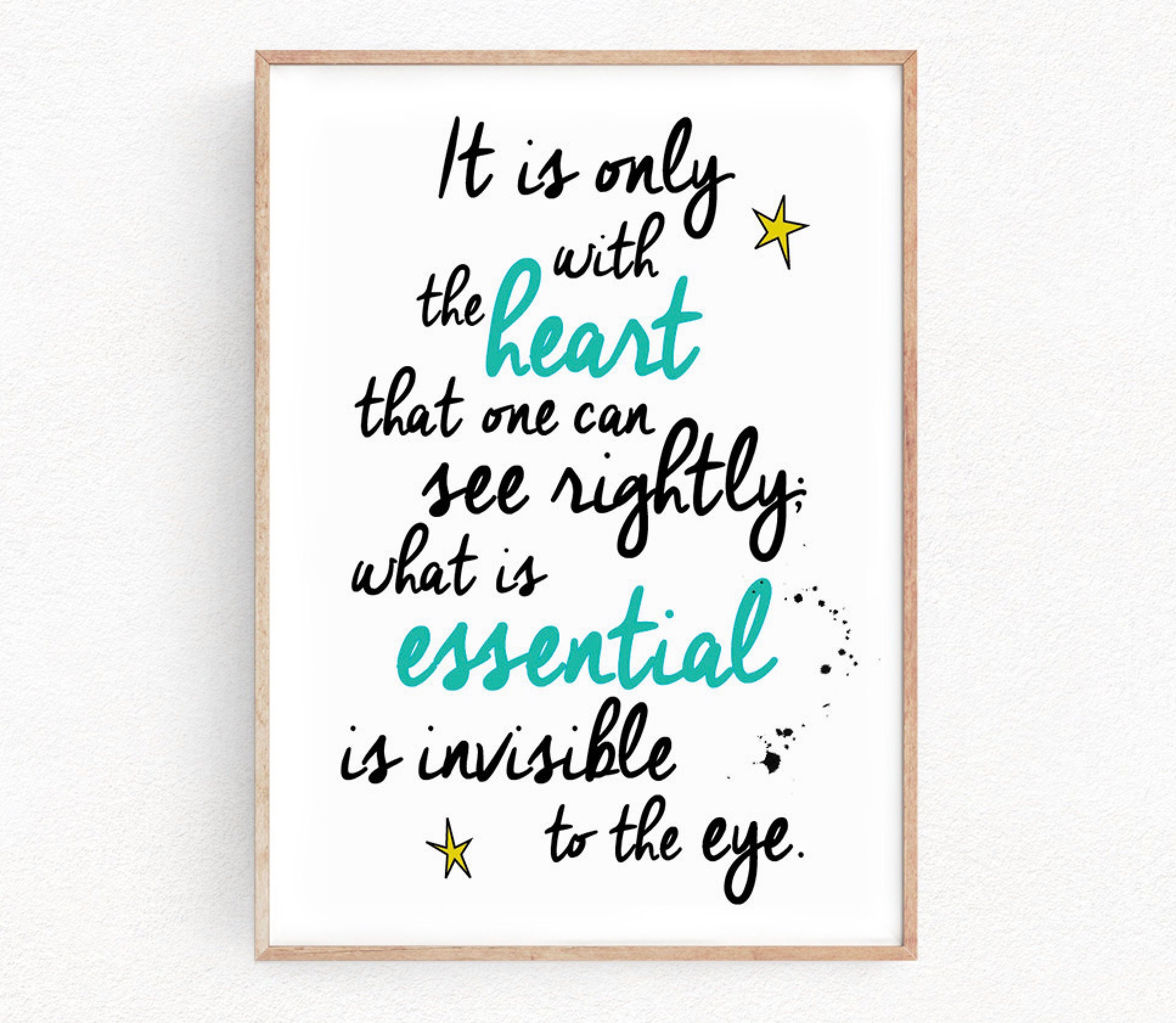 The Little Prince Quote Poster Le Petit Prince Only With Heart Art ...