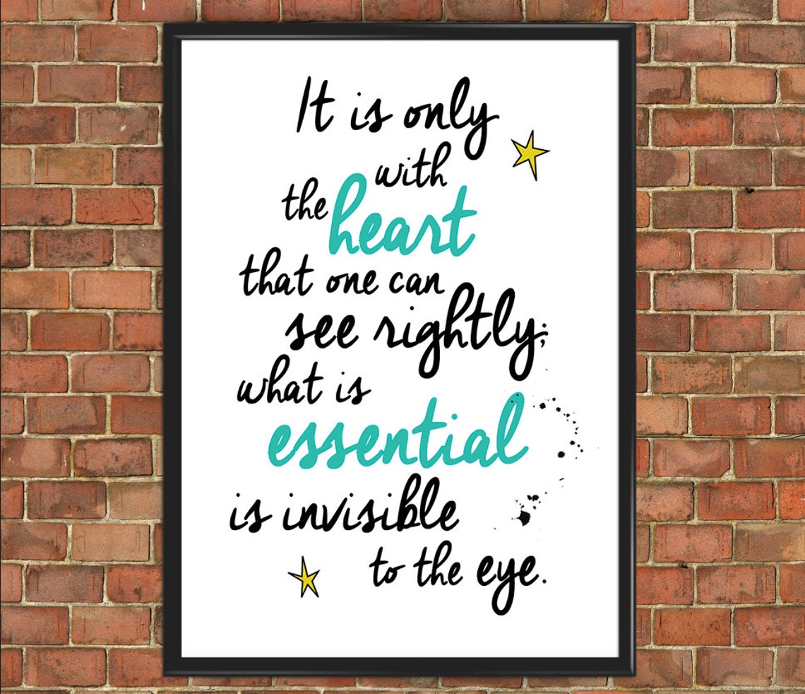 The Little Prince Quote Poster Le Petit Prince Only With Heart Art ...