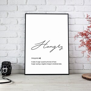 Hangry Definition Print Poster Funny Quote Kitchen Print Hungry Print ...