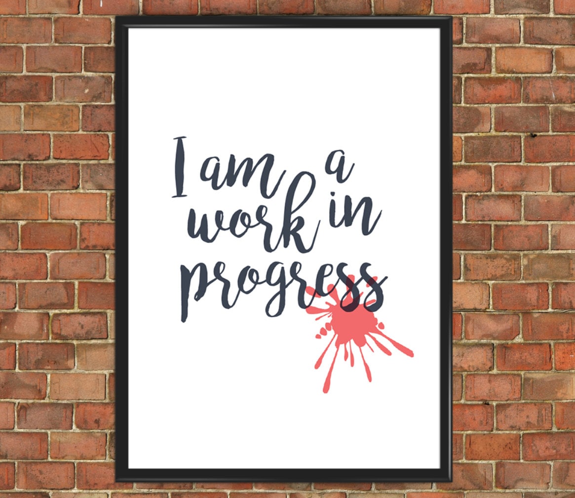 Funny Art Print Work in Progress Poster Typographic Phrase - Etsy