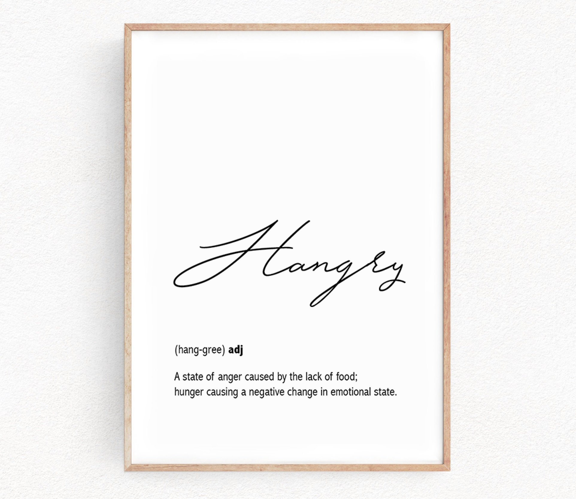 Hangry Definition Print Poster Funny Quote Kitchen Print Hungry Print ...
