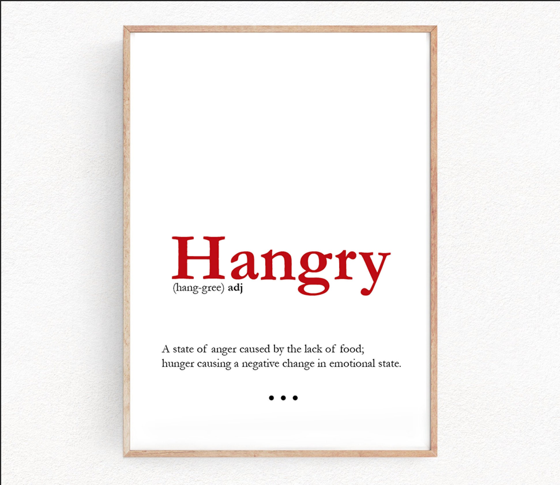 Hangry Print Definition Print Poster Funny Quote Kitchen Print - Etsy