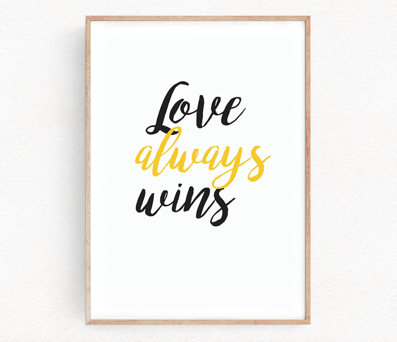 Love Art Print Love Always Wins Wall Decor Typographic Home Gift Art ...