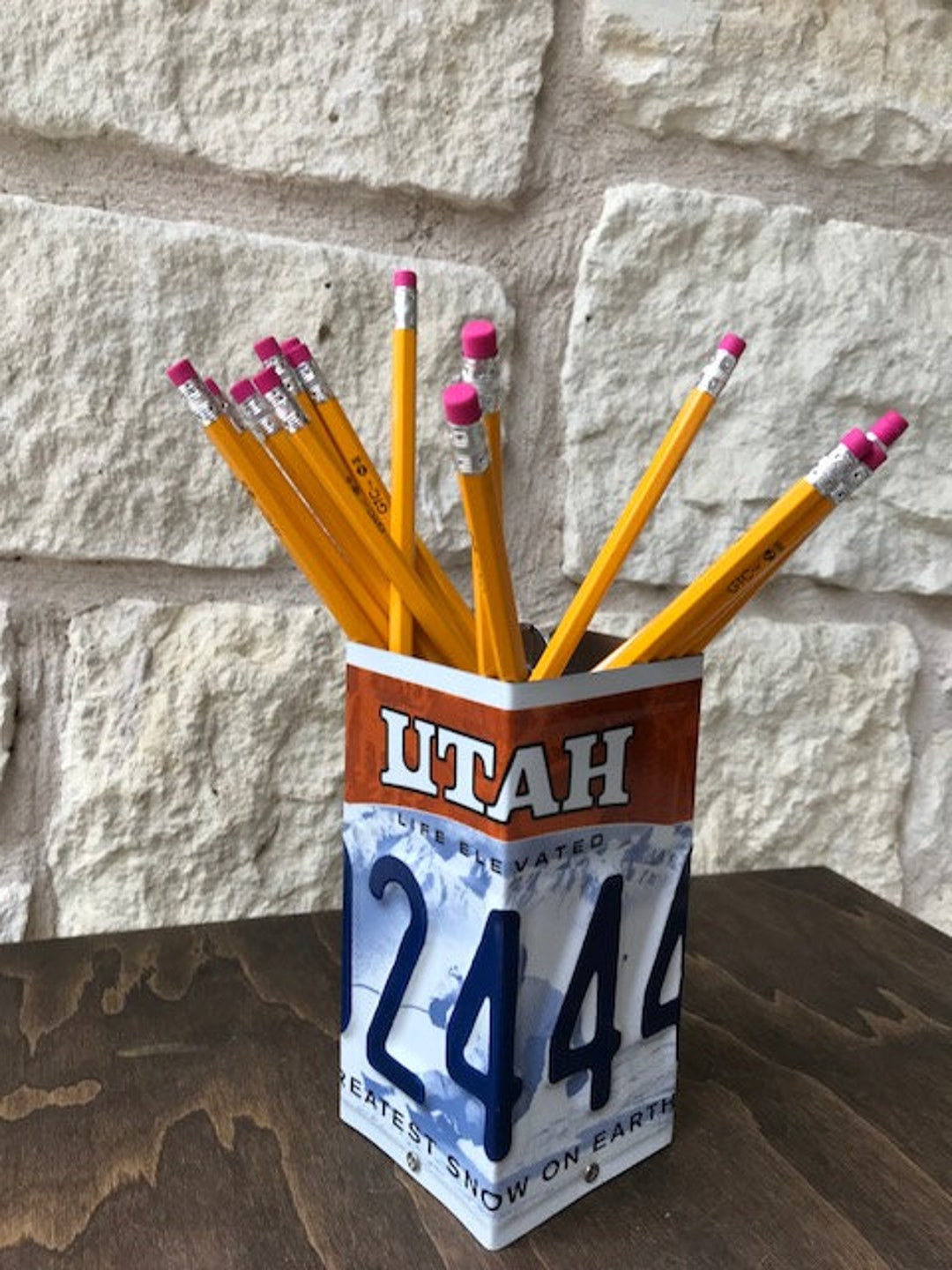 Utah License Plate Pencil Holder Vase Desk Organizer Pen Holder - Etsy