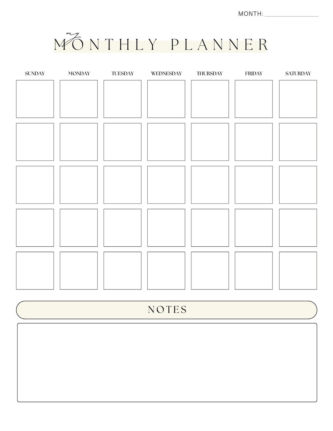 Customizable Digital Monthly Planner - Etsy