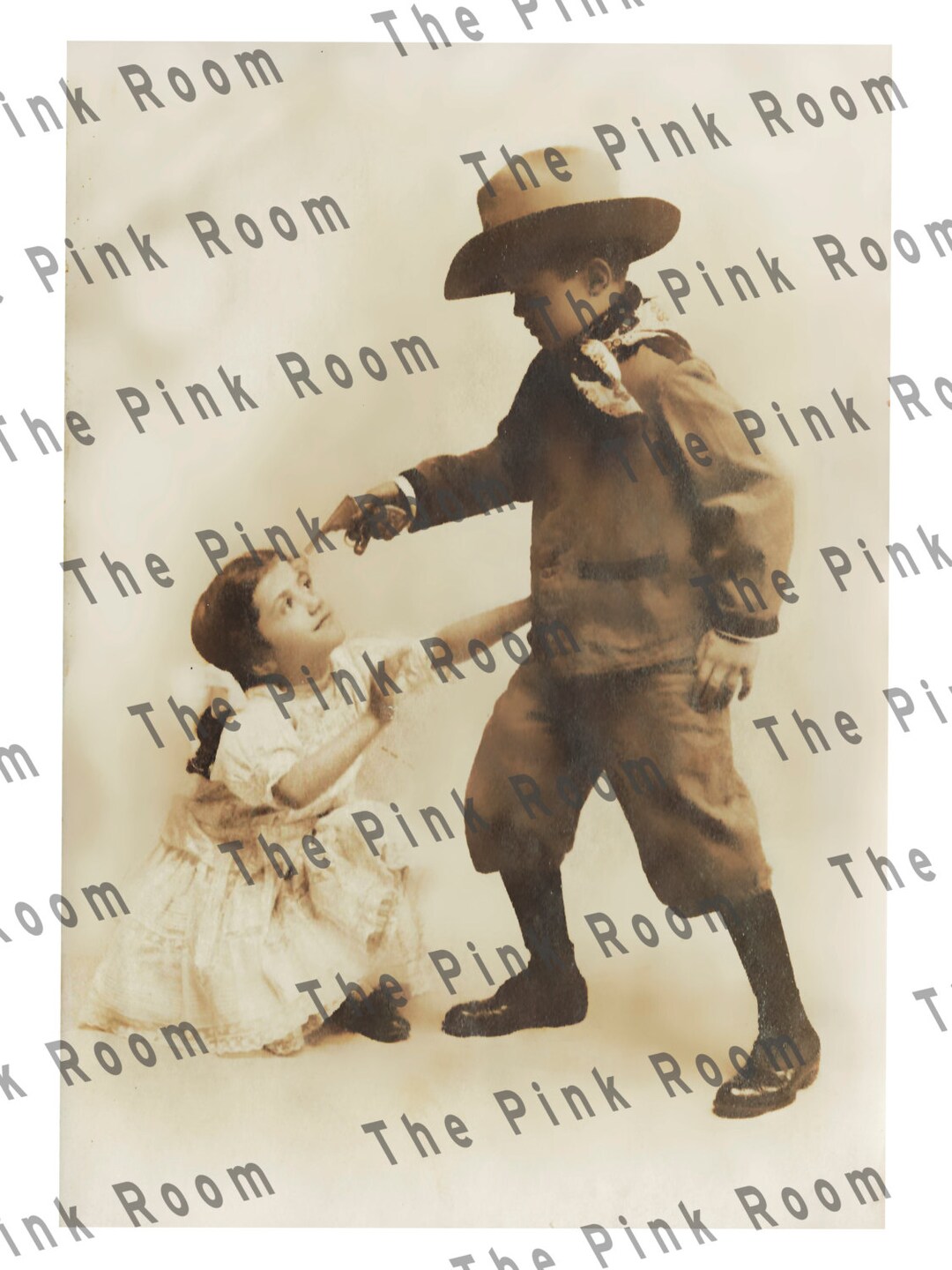 Antique Controversial Boy With Girl & Gun Violent Cowboy Victorian ...