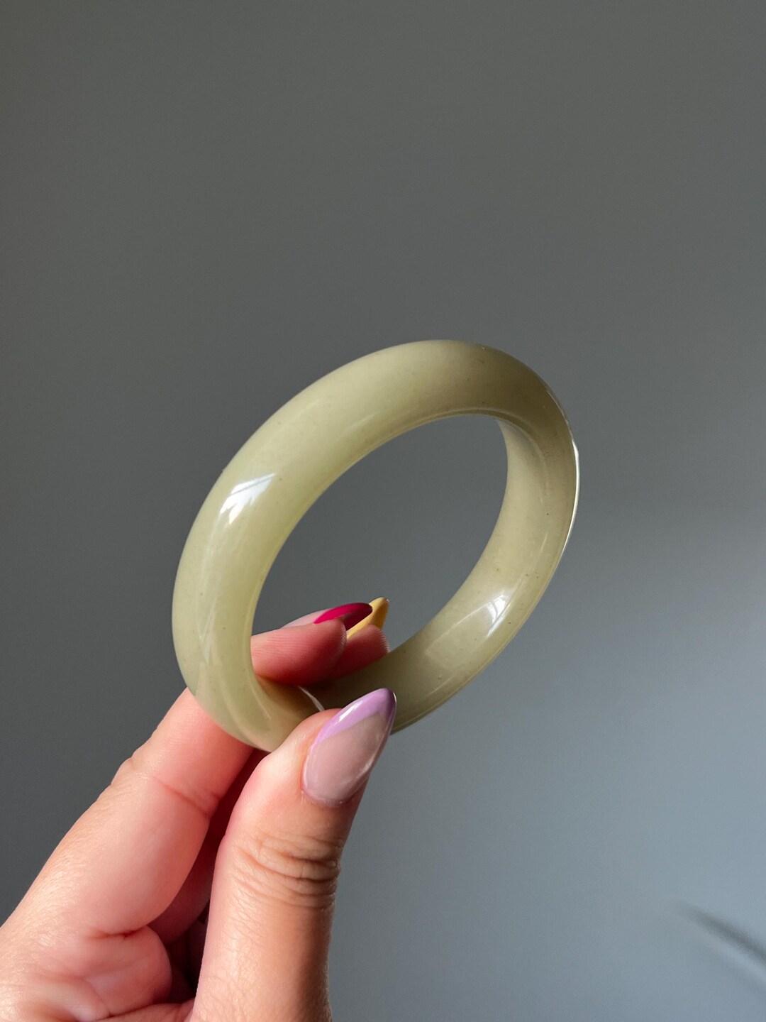 Green Quartzite Jade Bangle - Shetai Jade (56.6mm) - Etsy