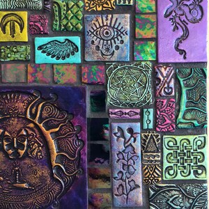 Mystical Mosaic Wall Art | Purple, Gold & Green Clay Tile Wall Art ...