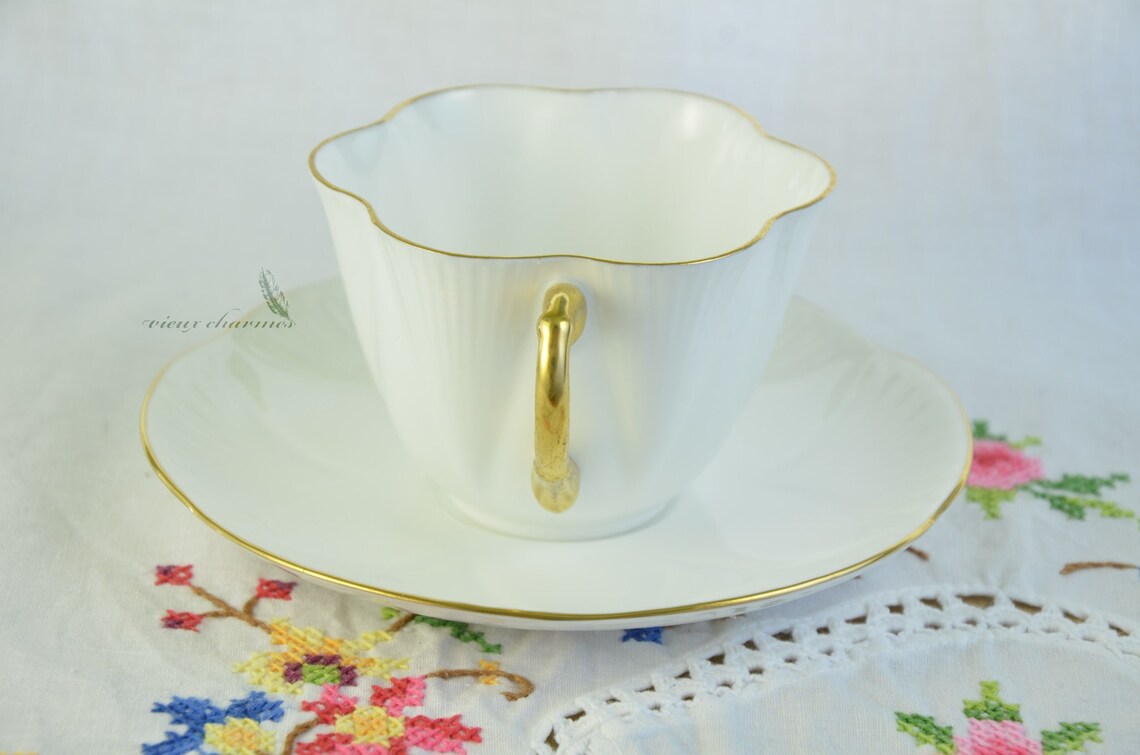 Shelley White Dainty Cup and Saucer - Etsy Canada