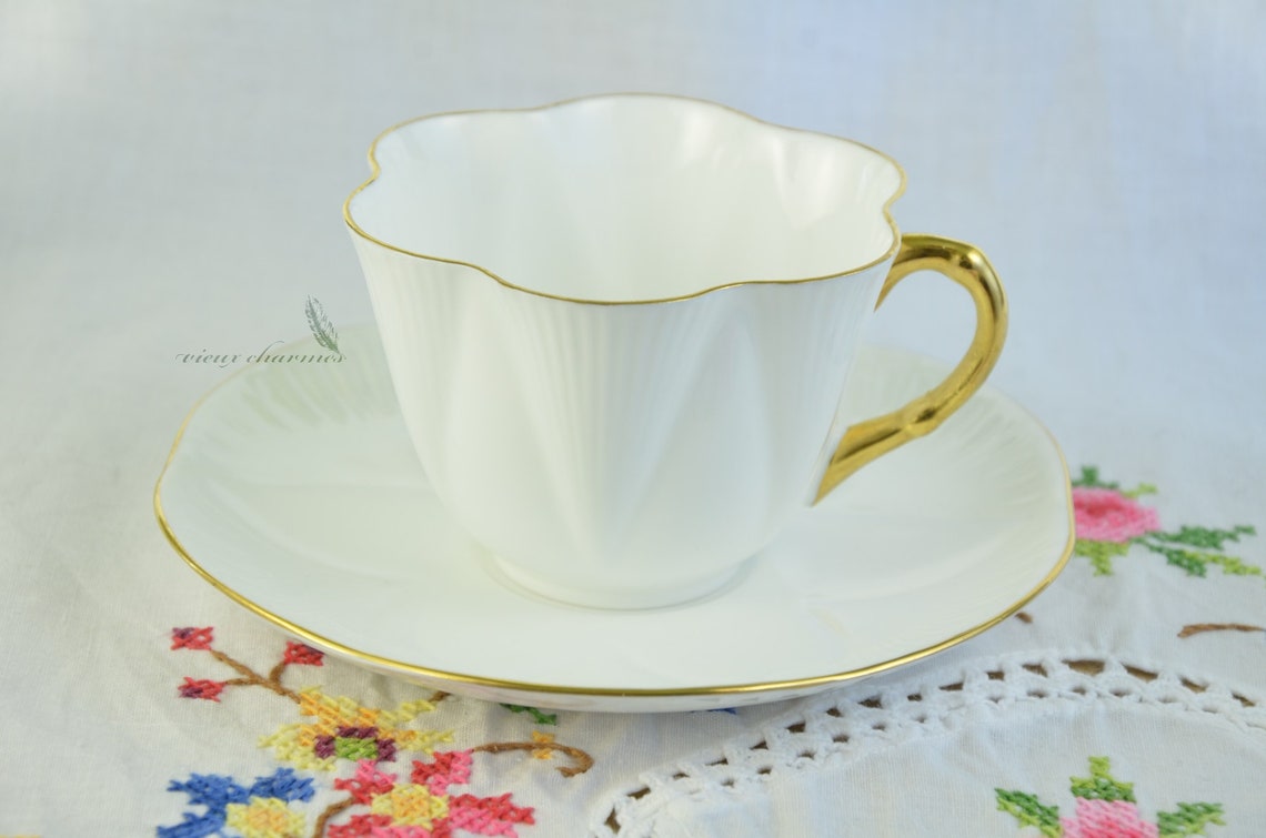 Shelley White Dainty Cup and Saucer - Etsy Canada