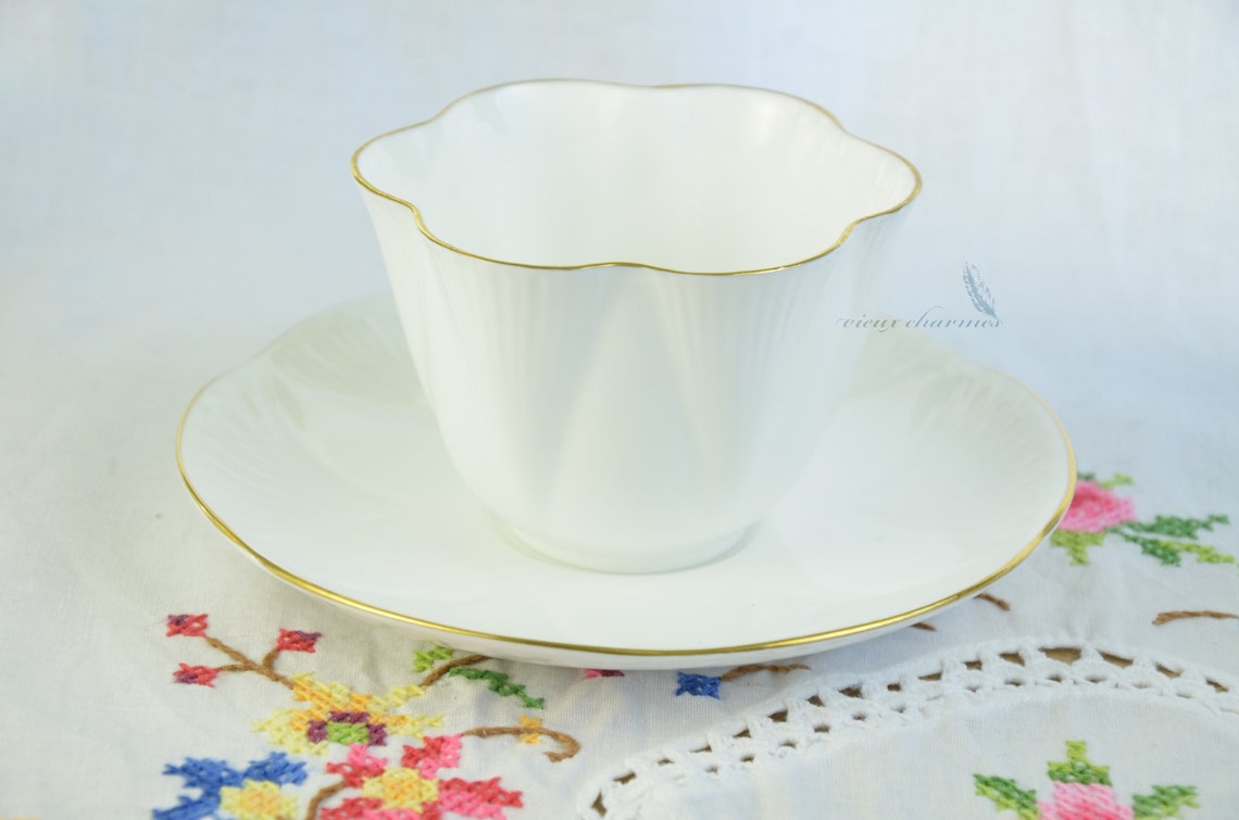 Shelley White Dainty Cup and Saucer - Etsy Canada
