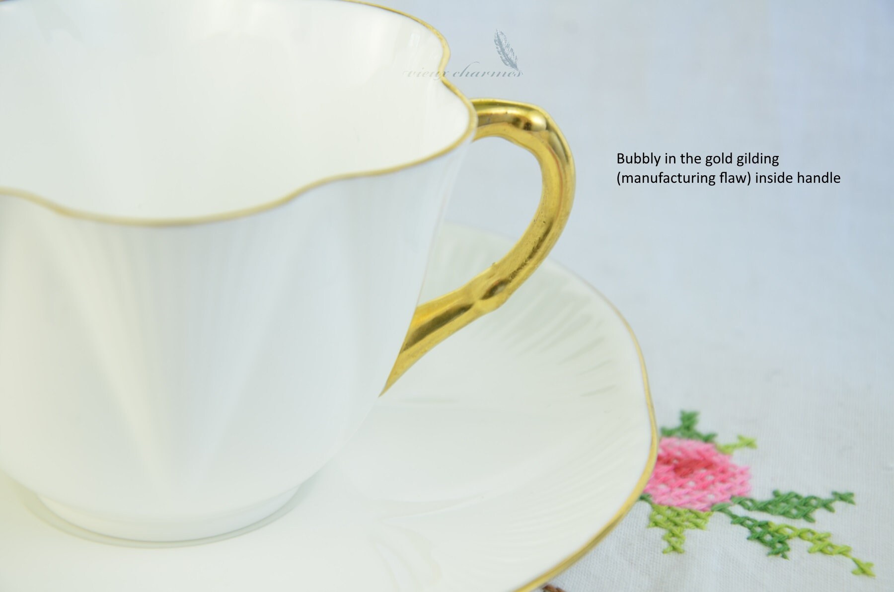 Shelley White Dainty Cup and Saucer | Etsy