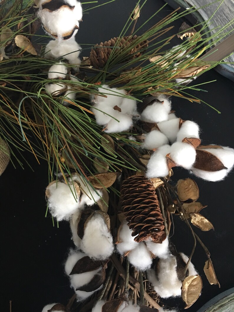 Cotton and Pine Year Round WreathCountry ChicFarmhouse Style | Etsy