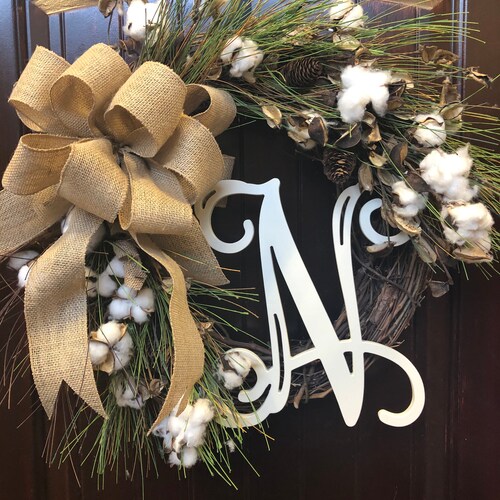 Cotton and Pine Year Round Wreathcountry Chicfarmhouse Style | Etsy