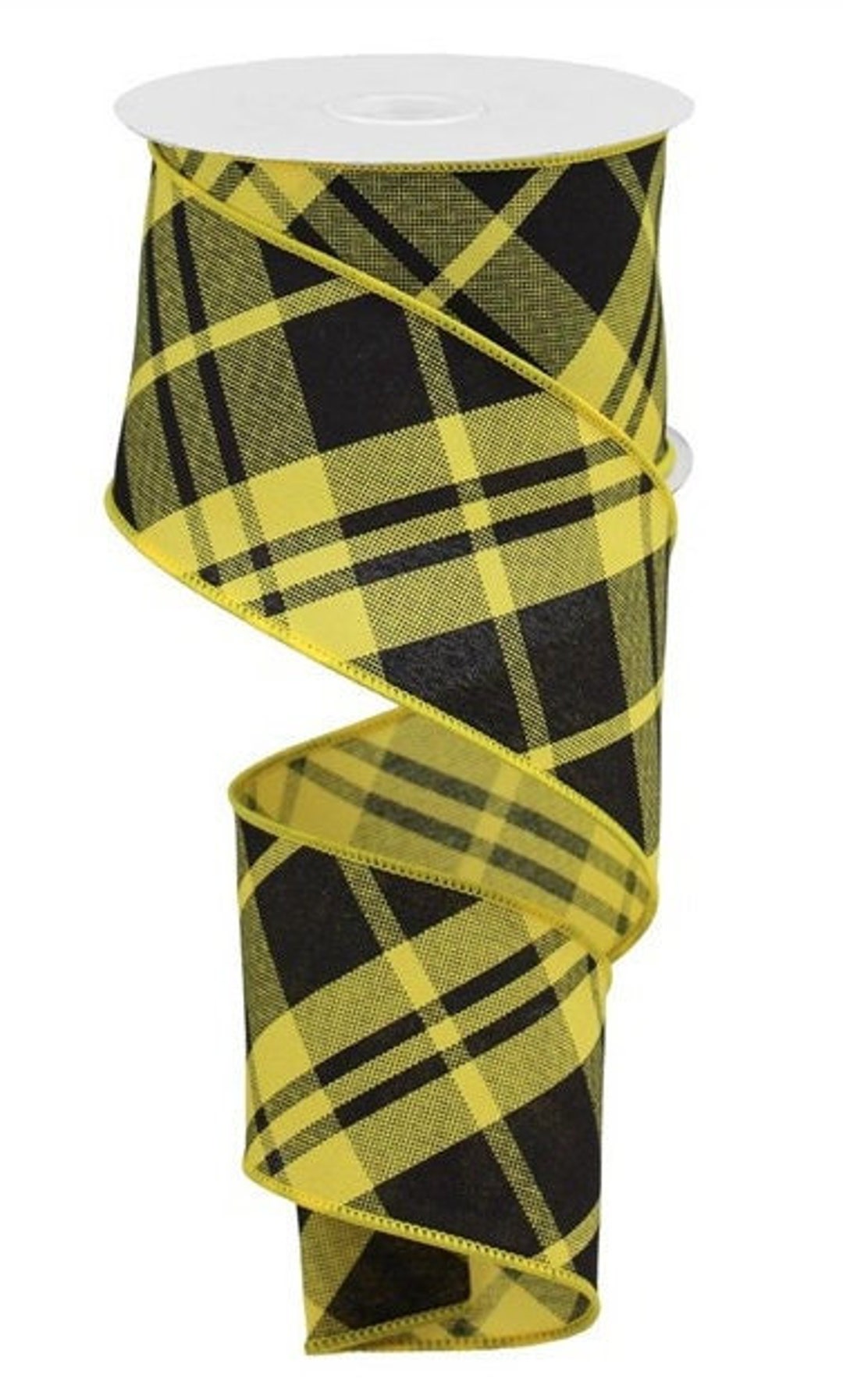Plaid diagonal imprimé de 2,5 po x 10 m en jaune et noir - Etsy France