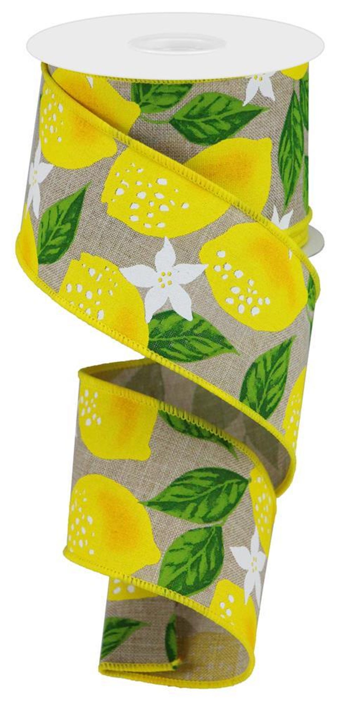 2.5" Lemon on Royal Ribbon: Natural (10 Yards) - Lemon Wired Edge ...