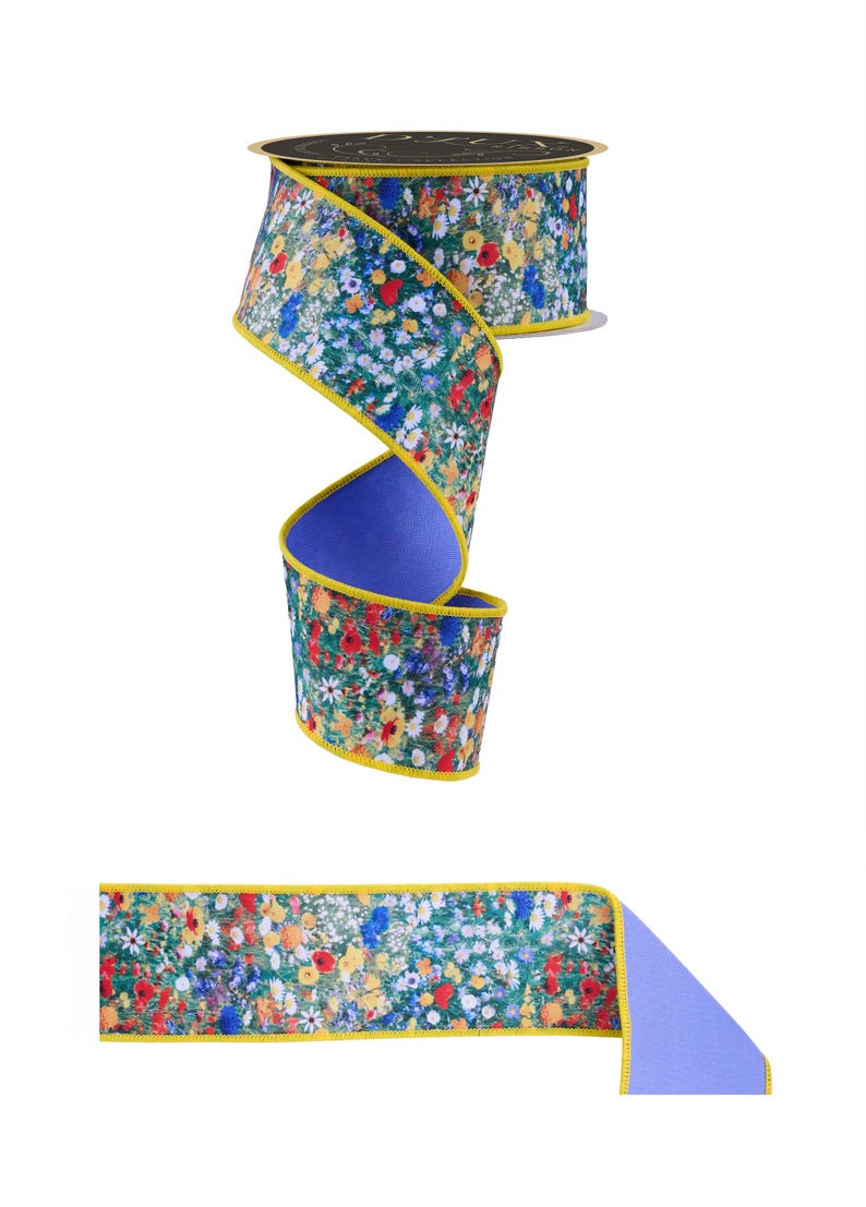 Wildflower Field Wired Ribbon: Two-sided Floral Craft Ribbon (2.5" X 10 ...