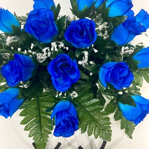 Small Blue Rose Spring Cemetery Flowers for Headstone and Grave ...