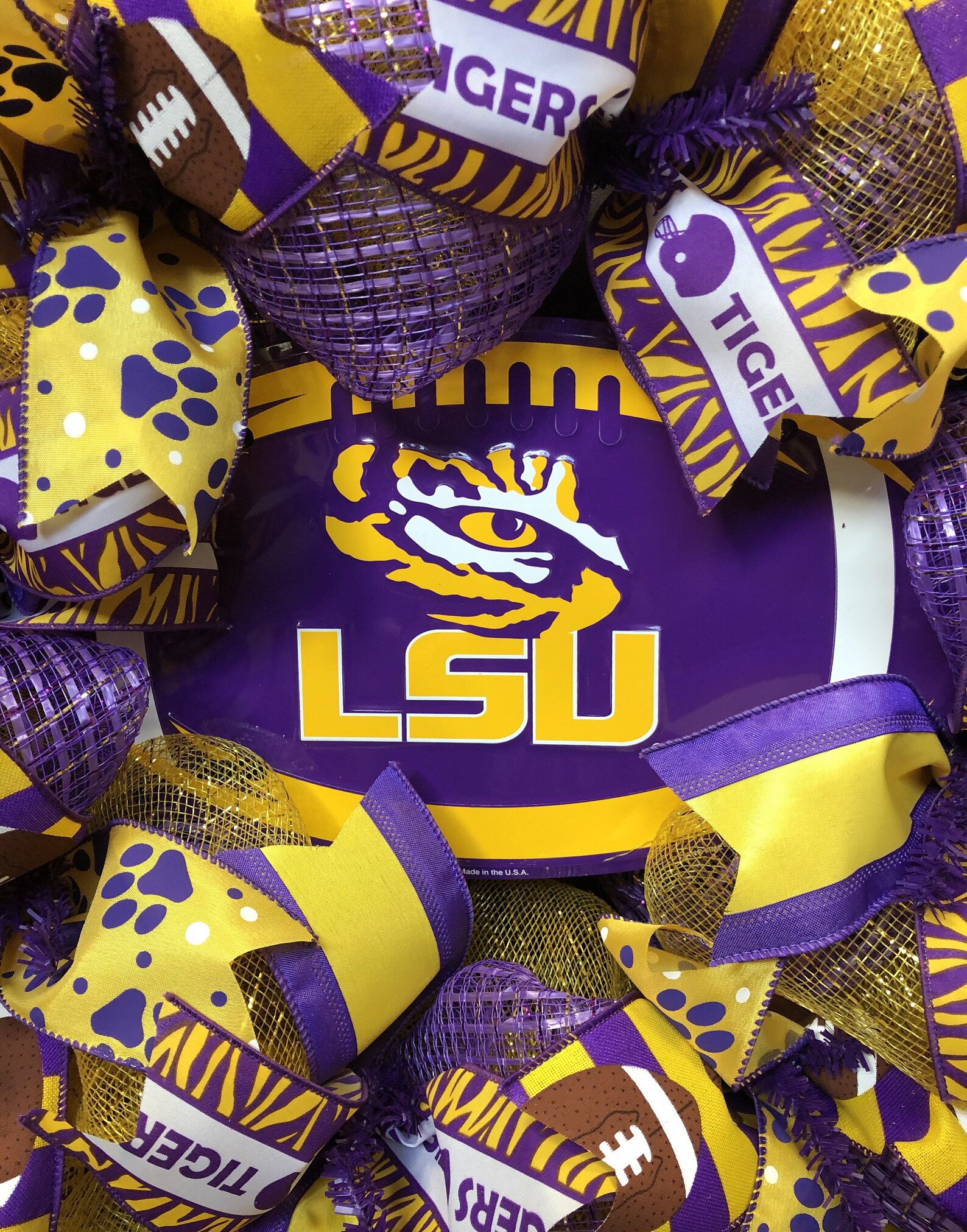 LSU Tigers Mesh Door Wreath-football Decor - Etsy