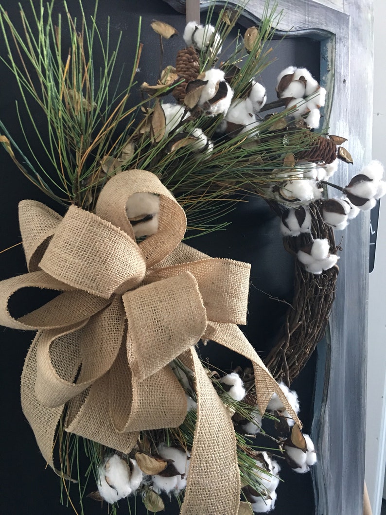 Cotton and Pine Year Round Wreathcountry Chicfarmhouse Style | Etsy