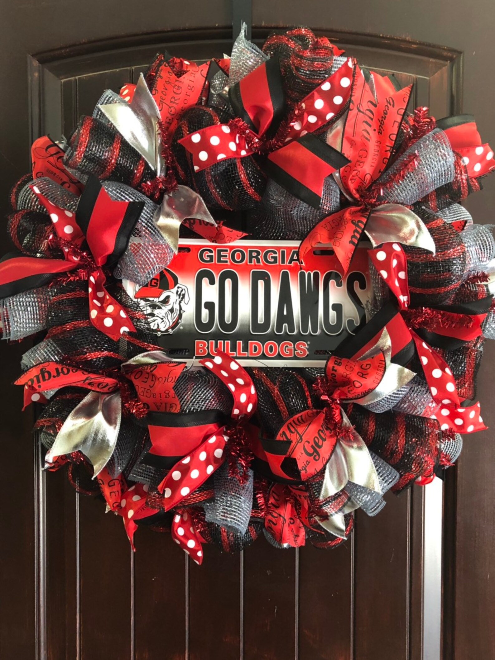 Georgia Mesh Wreath With Licensed Tag Insert-uga Football-go - Etsy