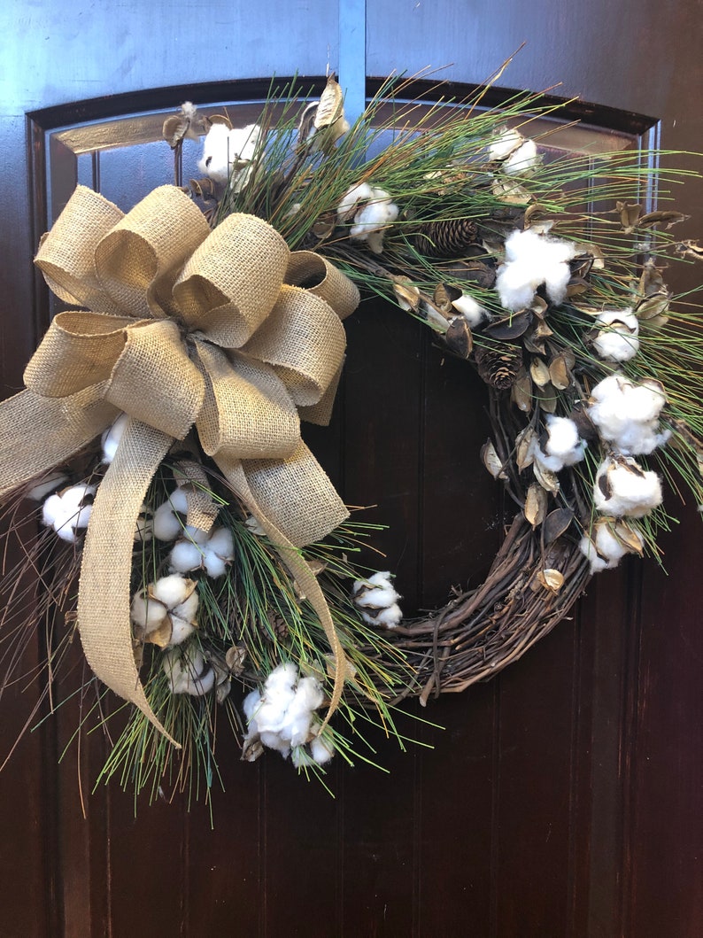 Cotton and Pine Year Round Wreathcountry Chicfarmhouse Style | Etsy