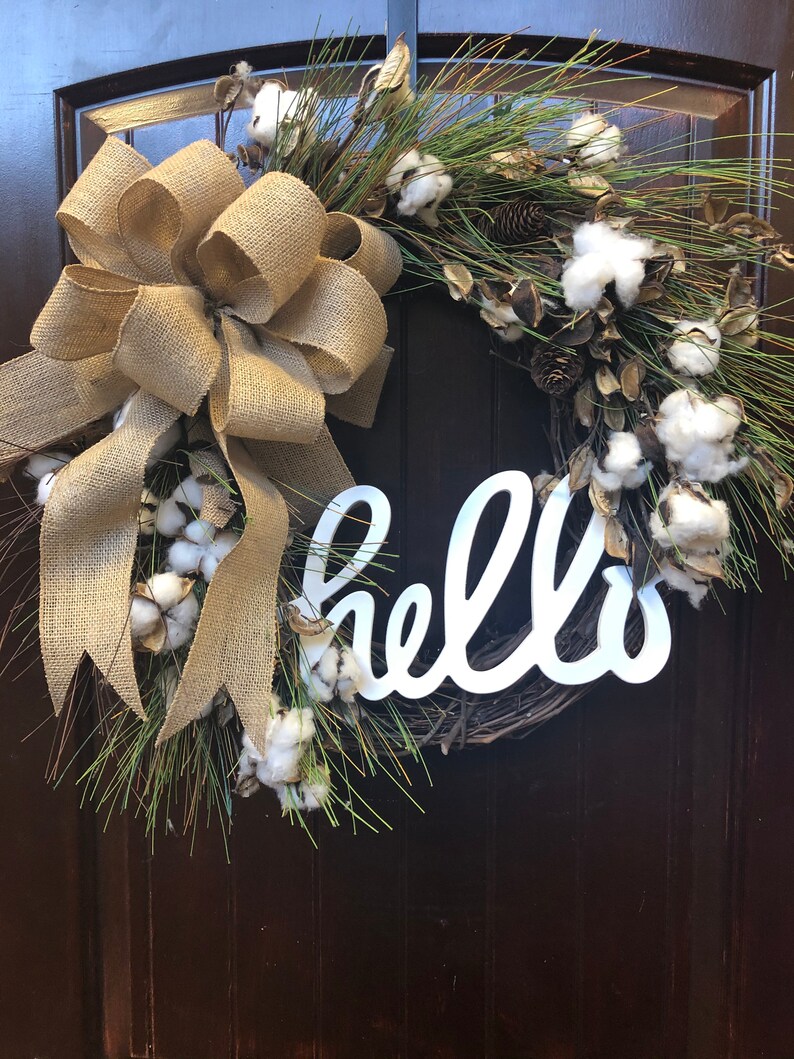Cotton and Pine Year Round Wreathcountry Chicfarmhouse Style | Etsy