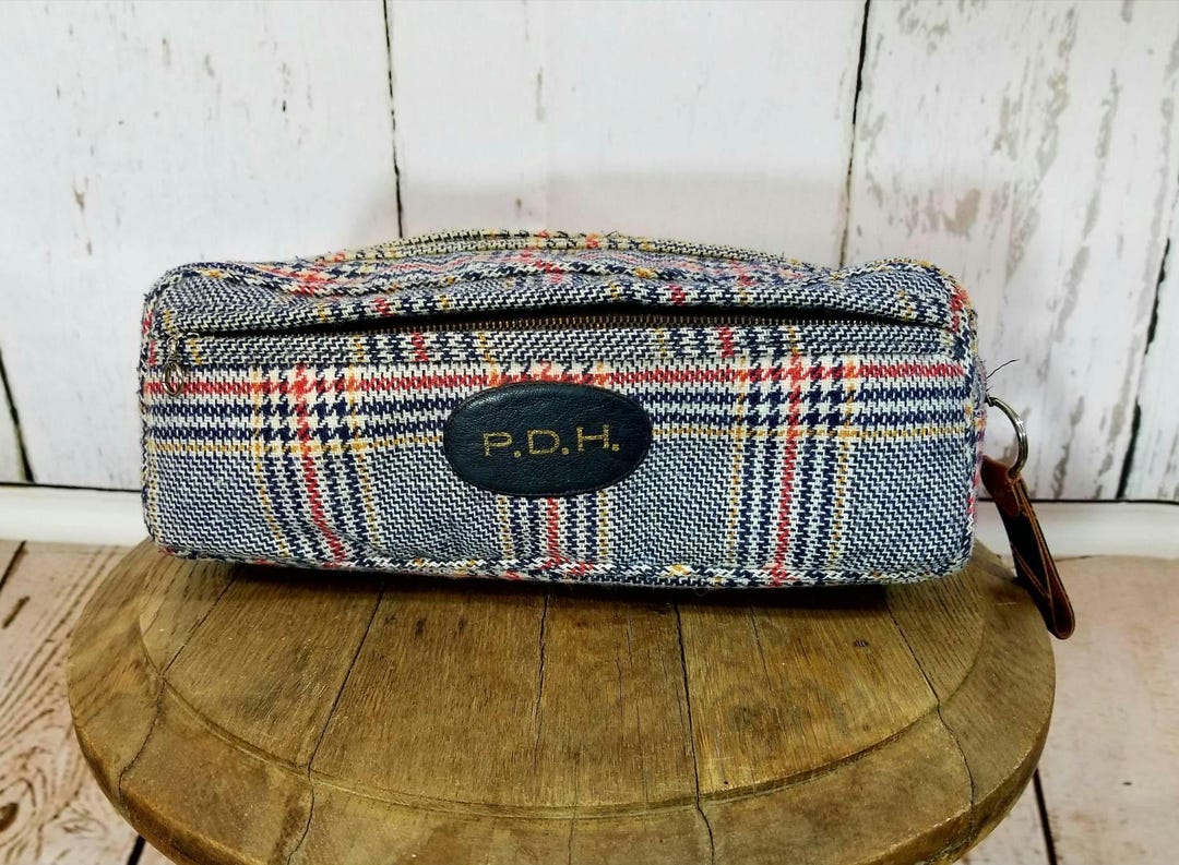 Vintage Plaid Tweed Toiletry Bag: Retro Shaving Kit - Etsy