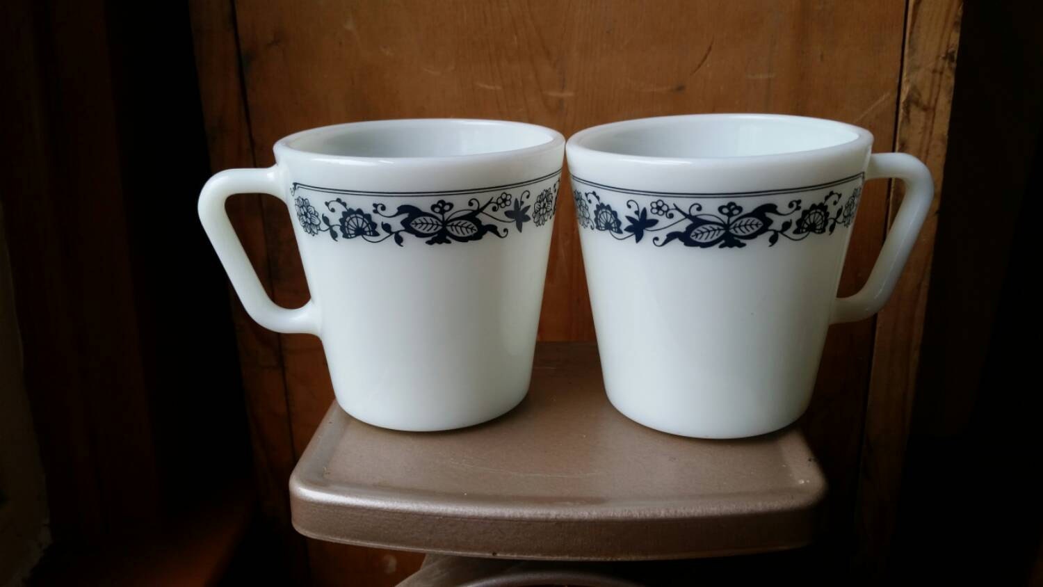 Vintage Pyrex Mugs Old Town Blue/ Old Town Blue Pyrex Mugs/ | Etsy