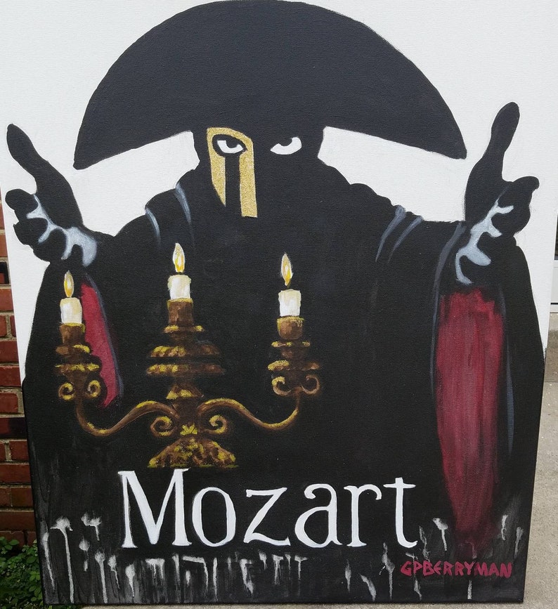 Mozart Painting: Dramatic Musician Portrait, Ready to Hang (24x30 ...