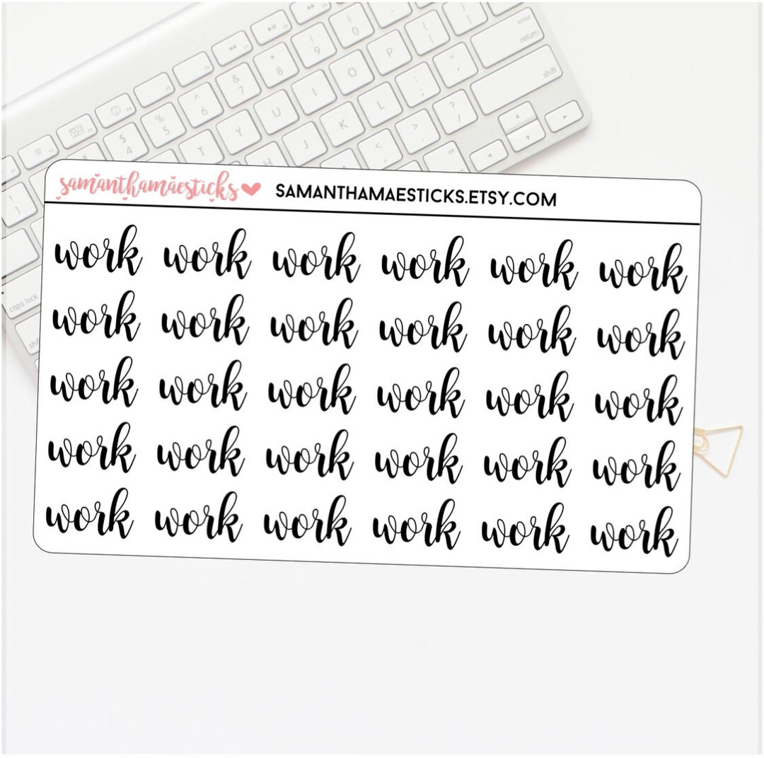 Work Lettering for Use With Erin Condren Lifeplanner™ Happy Planner ...