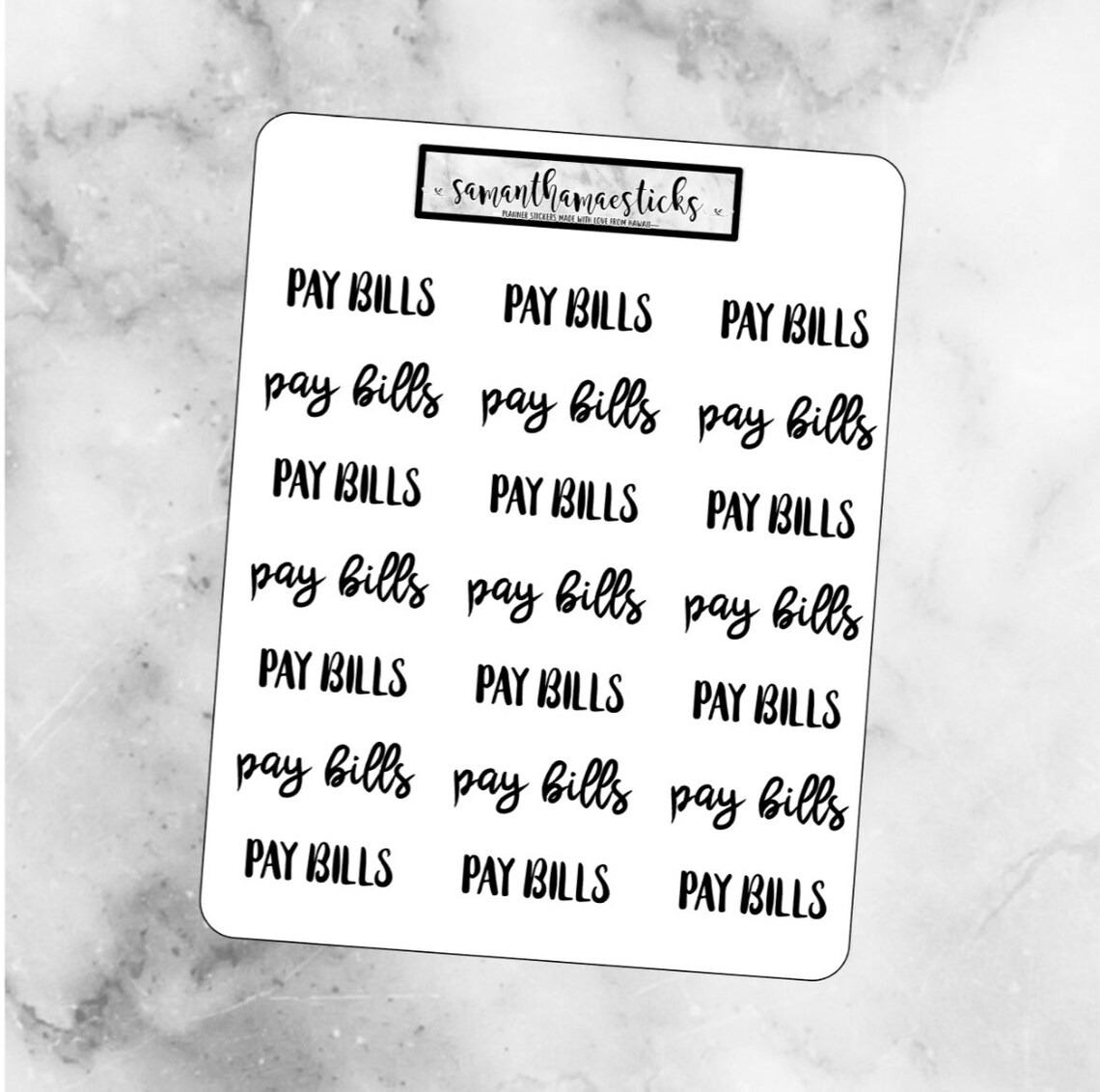 PAY BILLS Lettering Script Words for Use With Erin Condren - Etsy