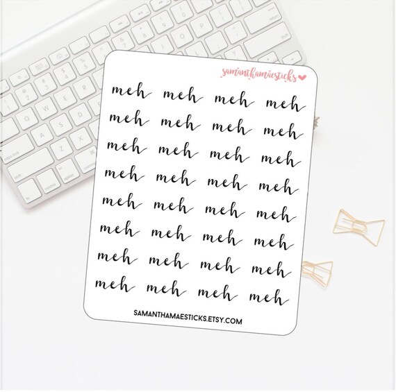 Meh Snarky Lettering ECLP Erin Condren Lifeplanner™ Happy | Etsy