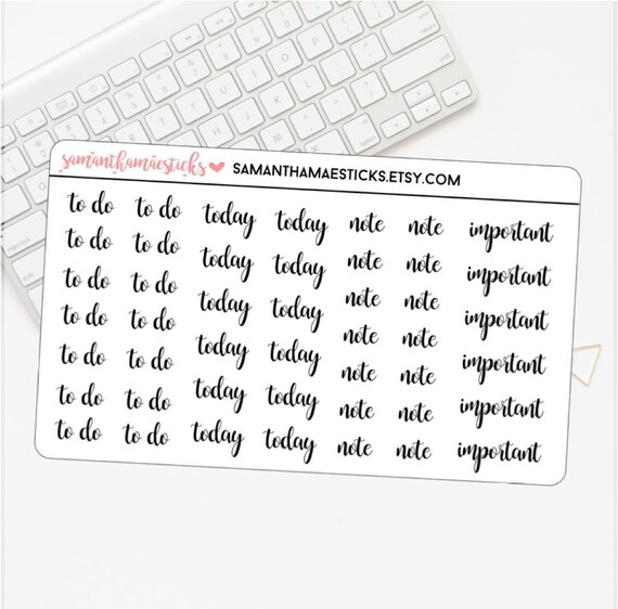 To Do Today Note Important Lettering for Use With Erin Condren | Etsy