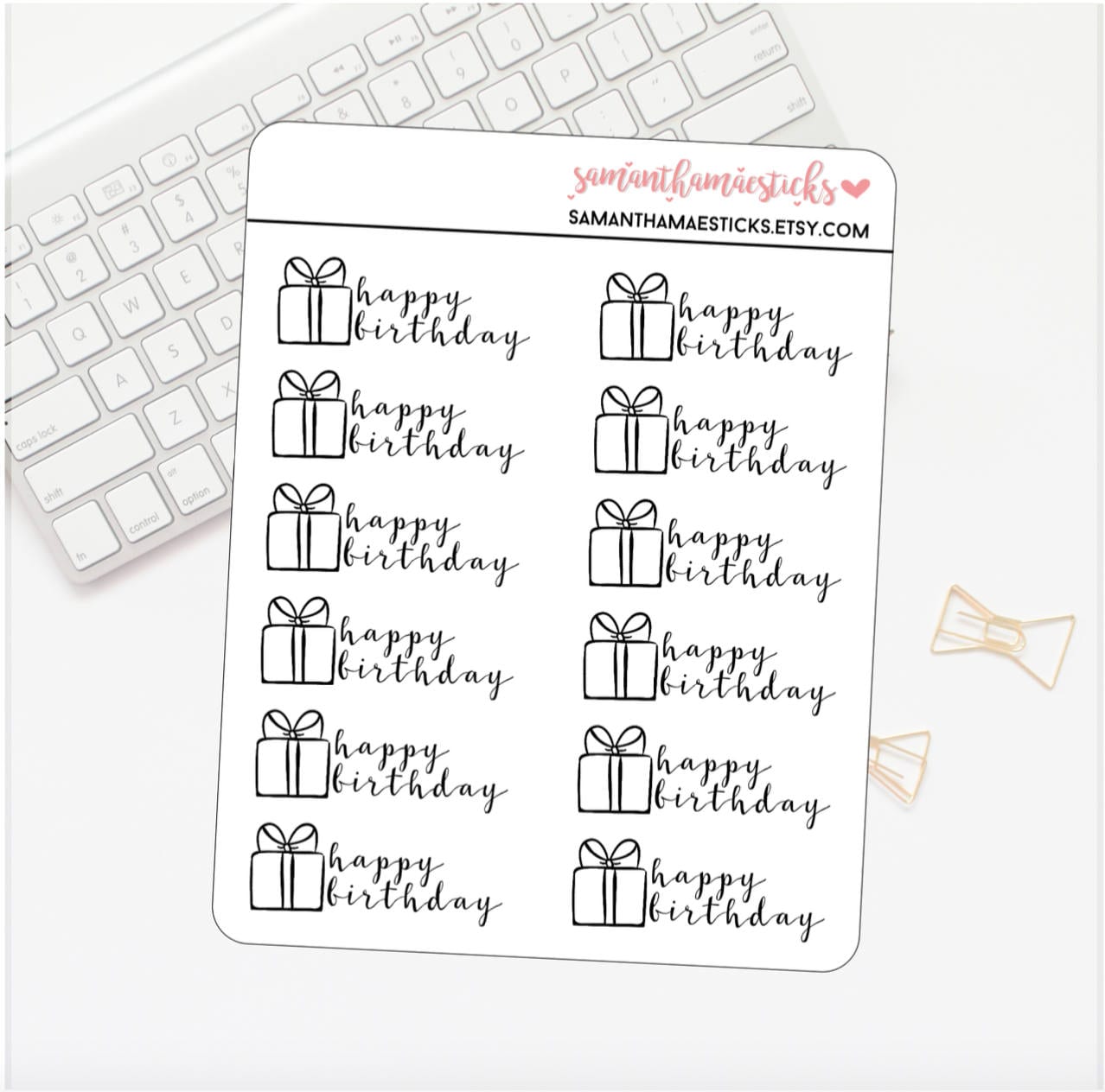 Happy Birthday Present Lettering Doodle Icon for use with Erin | Etsy